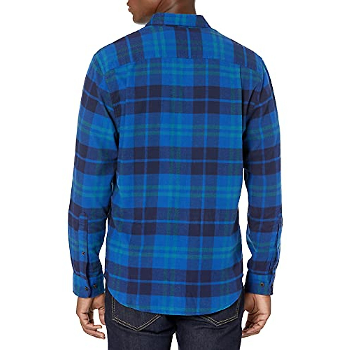 Amazon Essentials Men's Long-Sleeve Flannel Shirt (Available in Big & Tall), Black Blue Plaid, XX-Large