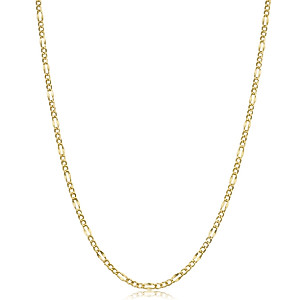 Kooljewelry 10k Solid Yellow Gold 2.3 mm Figaro Link Chain Necklace (20 inch)