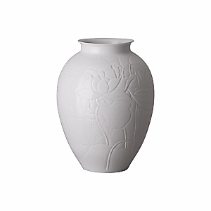 Emissary White Lotus Engraved VASE, 18" H