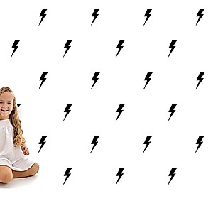 Zaiphany 48 PCS Black Lightning Bolt Decals for Wall or Cars, Lightning Bolt Stickers for Wall, Lightning Bolt Wallpaper Decor