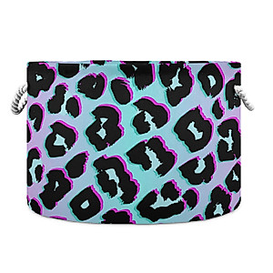 ALAZA Rainbow Leopard Prints Cheetah Animal Storage Basket Gift Baskets Large Collapsible Laundry Hamper with Handle, 20x20x14 in