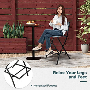 Giantex Folding Patio Bar Chairs Set of 4, Outdoor Counter Height Bar Stools with Footrest & Back, All-Weather Textilene, Metal Frame, for Porch Deck Lawn Garden, Light Blue