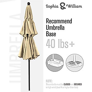 Sophia & William 10ft 3 Tier Auto-tilt Patio Umbrella, Outdoor Double Vented Umbrella with Crank, Beige