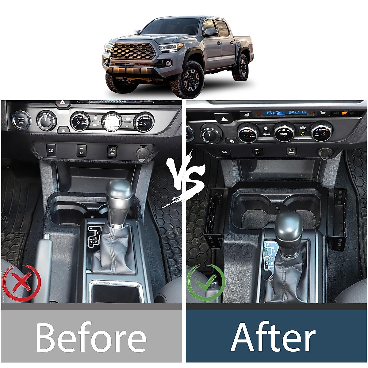 Lcojicep Central Control Storage Box Compatible with Tacoma 2016-2022 Central Control Side Storage Box Gear Shifter Console Organizer Tray，Interior Organizer Accessories