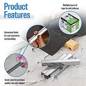 meite 20 Gauge 1/2-Inch (12.3mm) Crown 5/8-Inch Length Upholstery Staples for Staple Gun, Fine Wire Galvanized Staples for Carpet, Work Box, Cable, Shed (5,000 Pieces)