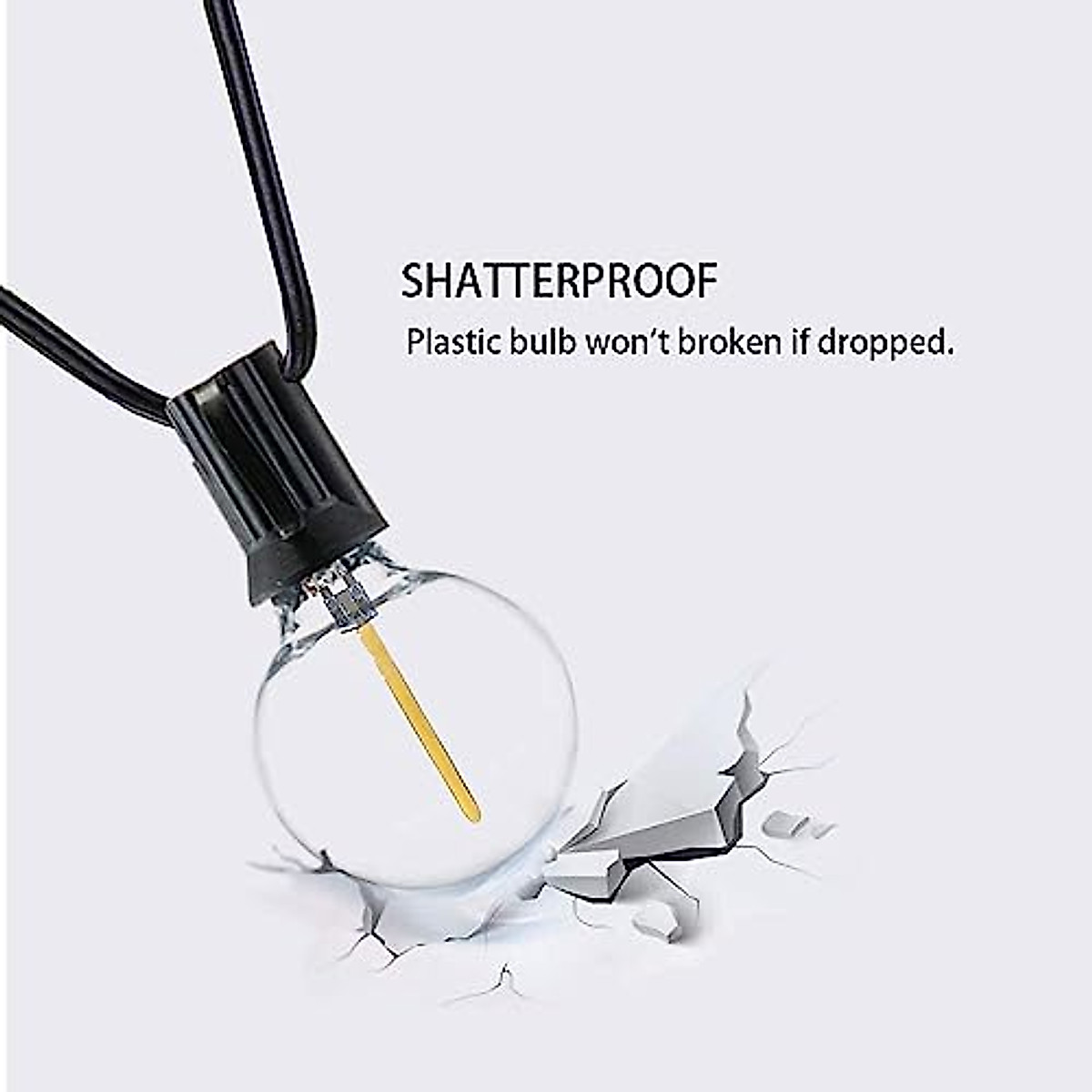 Banord 50FT G40 Globe String Lights, 2700K Waterproof Outdoor Lights with 26 Dimmable Plastic Bulbs, Shatterproof Patio Lights String, Porch Lights, Cafe Lights, Backyard Lights, E12 Screw Base