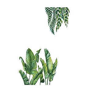 Big Green Leaf Wall Stickers Tropical Plant Leaves Window Decals Decorations Murals Wall Art Decorative Sticker for Kids Living Room Bedroom Nursery Playroom Cute Holiday Jungle Party Decor Supplies