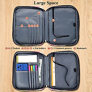 Bible Covers Case,Carrying Book Case with Handle and Zippered Pocket,Church Bible Bag Protective,Bible Book Covers for Women,Beautiful Bible case for Girls,Study Bible Holder (Pink Flowers)