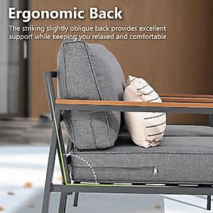 Olaterior Aluminum Outdoor Loveseat, Patio Loveseat, All-Weather 2 Seats Sofa Couch, Modern Metal Chair with Olefin Cushions, Patio Furniture Sofa for Deck, Backyard, Garden, Grey