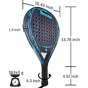 Senston Paddle Tennis Racket Carbon-Fiber Surface with EVA Memory Flex-Foam Core - Padel Racket with Carry Bag and Balls for Pop Tennis Beach Tennis.