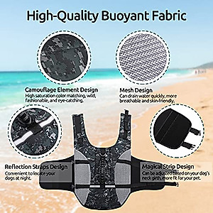 LETSQK Dog Life Jacket Dog Safety Vest with Adjustable Buckles for Small Medium Large Dogs, Pet Life Preserver Jacket with Durable Rescue Handle for Swimming,Surfing,Boating,Hunting