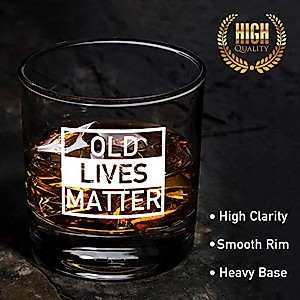Vivimee Old Lives Matter Beer Glasses & Whiskey Scotch Glasses, Funny Retirement or Birthday Gifts for Dad, Grandpa, Old Man, or Senior Citizen, Gift for Men, Gag Gifts for Men, Mens Gifts