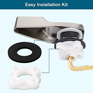 Hygie Rinse Universal Toilet Handle Replacement, Brushed Nickel Side Mount Toilet Trip Lever Repair Kit with Flapper Chain, Compatible with American Standard/Mansfield Toilet