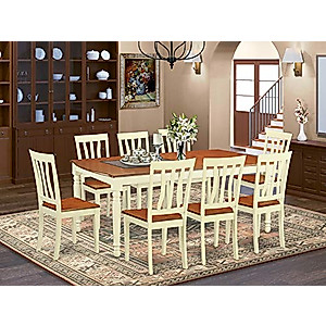 East West Furniture DOAN9-WHI-W Dining Set, 9 Pieces