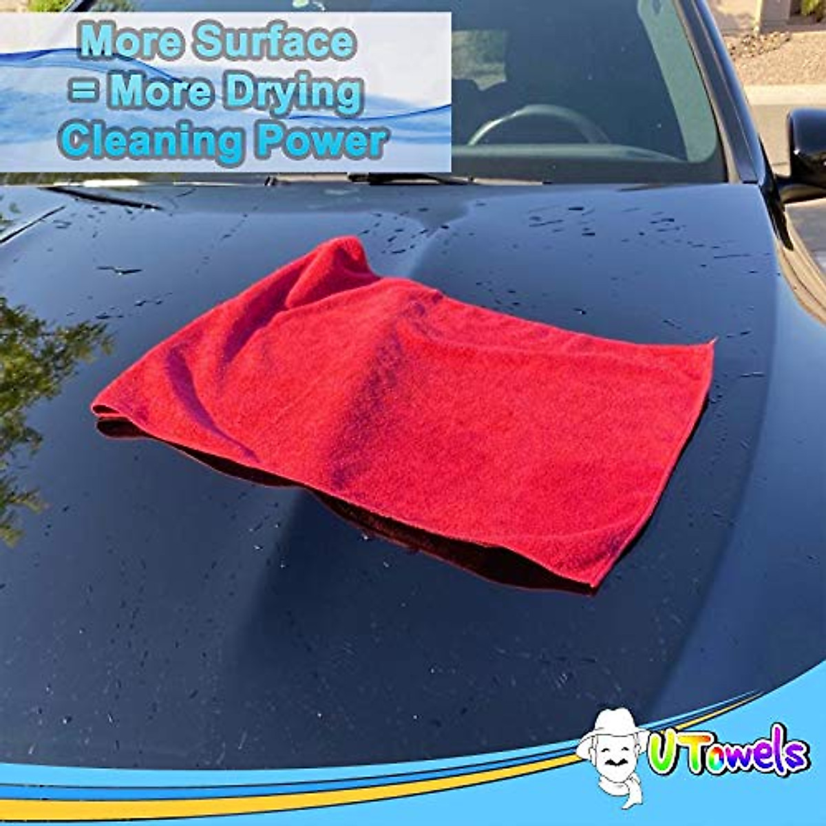 Cleaning Washcloth Towels - Large 27" x 16" Microfiber Rags - Highly Absorbent, Lint Free Streak Free for House, Kitchen, Car, Window Detailing Reusable Shop Towels (6-Pack, Forest Green)