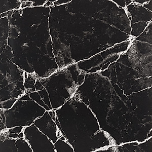 mDesign Round Metal Small 1.7 Gallon Recycle Trash Can Wastebasket, Garbage Container Bin for Bathrooms, Kitchen, Bedroom, Home Office - Durable Stainless Steel - Mirri Collection - Black Marble