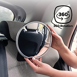 Diono Easy View Baby Car Mirror, Safety Car Seat Mirror for Rear Facing Infant, Fully Adjustable with 360 Rotation, Wide Crystal Clear View, Shatterproof, Crash Tested