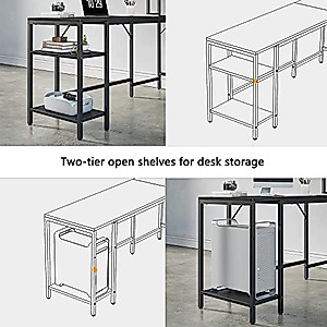 CubiCubi L Shaped Desk with Hutch, 58" Corner Computer Desk with Drawer,Home Office Gaming Table Workstation with Storage Bookshelf
