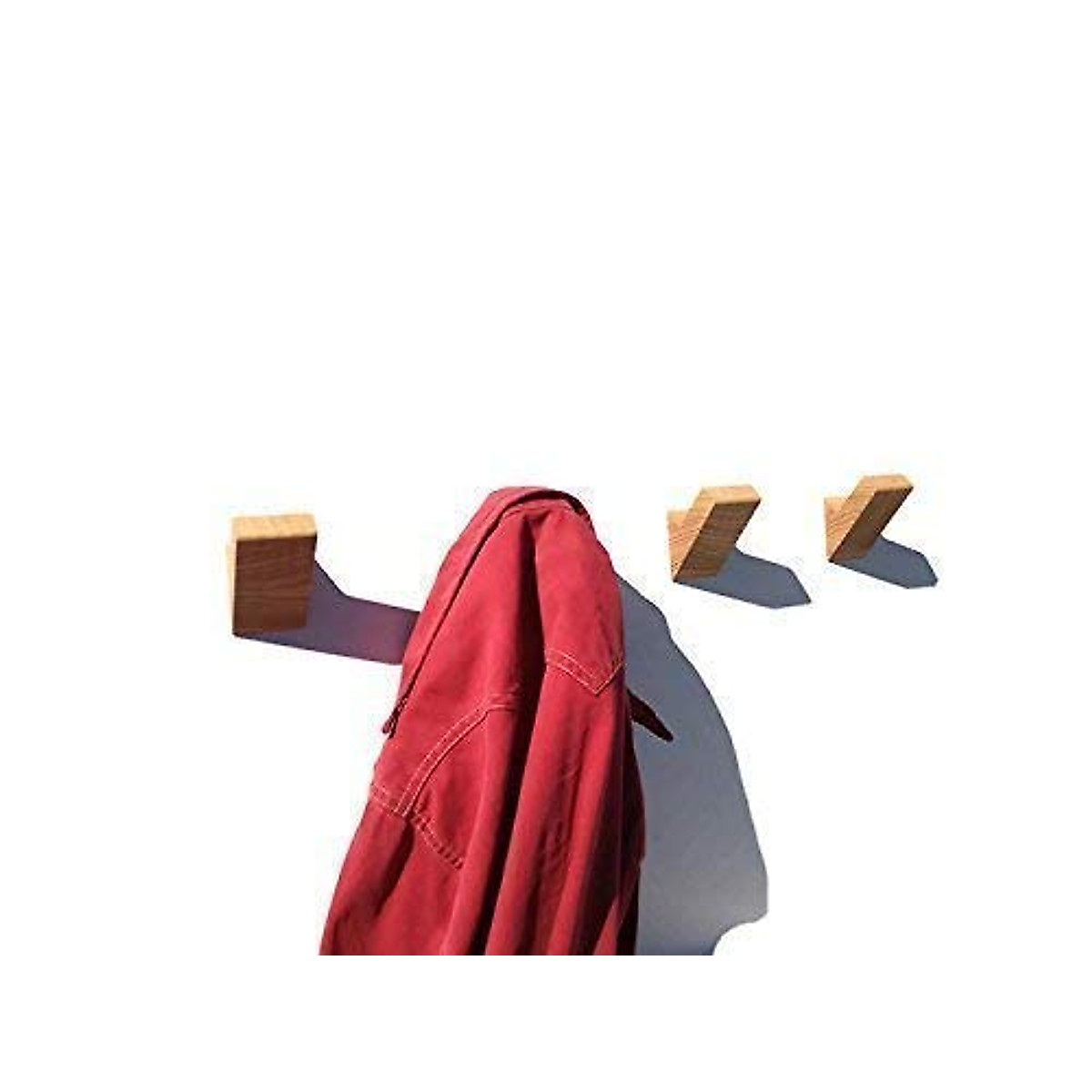 Natural Wooden Coat Hooks Wall Mounted made of Ash wood (Set of 2)