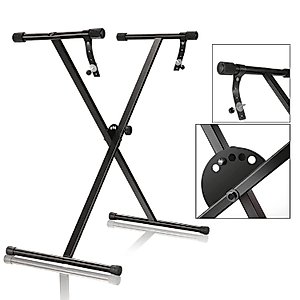 PARTYSAVING Pro Series One-Tier Portable Single-X Keyboard Stand with Locking Straps, APL1157