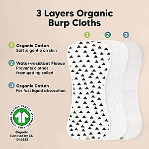 5-Pack Organic Burp Cloths for Baby Boys and Girls – Ultra Absorbent Burping Cloth, Burp Clothes, Newborn Towel - Milk Spit Up Rags - Burpy Cloth Bib for Unisex, Boy, Girl - Burp Cloths (Grayscape)