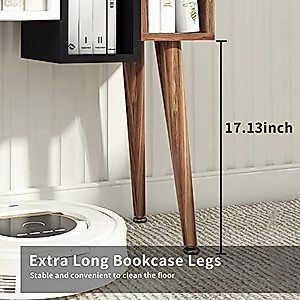 Arts wish Modern Bookshelf 8 Cube Modern Bookcase with Legs Mid Century Bookshelf Leg Bookcase Floor Standing Bookcase for Living Room Home Office Bedroom, Walnut