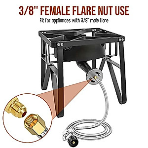 Alloxity 5ft Gas Grill Propane Adapter Hose with Regulator to 5-40lb Propane Tanks, QCC1 to 3/8 Female Flare Nut & Adapter for Blackstone Griddle 17/22'',Heater,Weber Grill Conversion Kit Replacement
