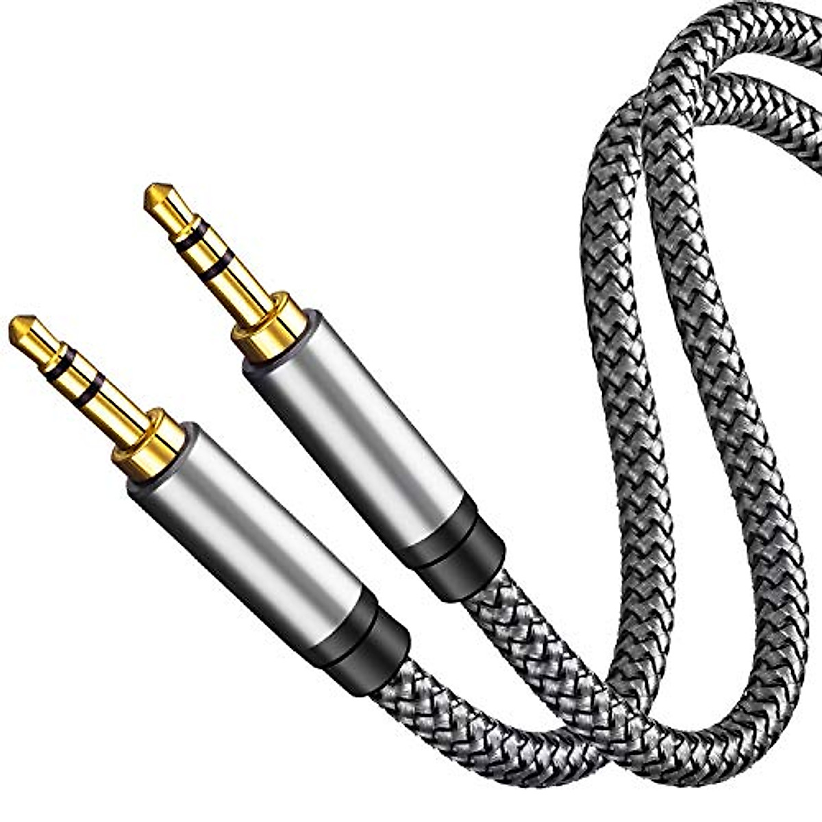 Aux Cable 1Ft,Tan QY 3.5mm Male to Male Auxiliary Audio Stereo Cord Compatible with Car,Headphones, iPods, iPhones, iPads,Tablets,Laptops,Android Smart Phones& More(1Ft/0.3M,Silver)