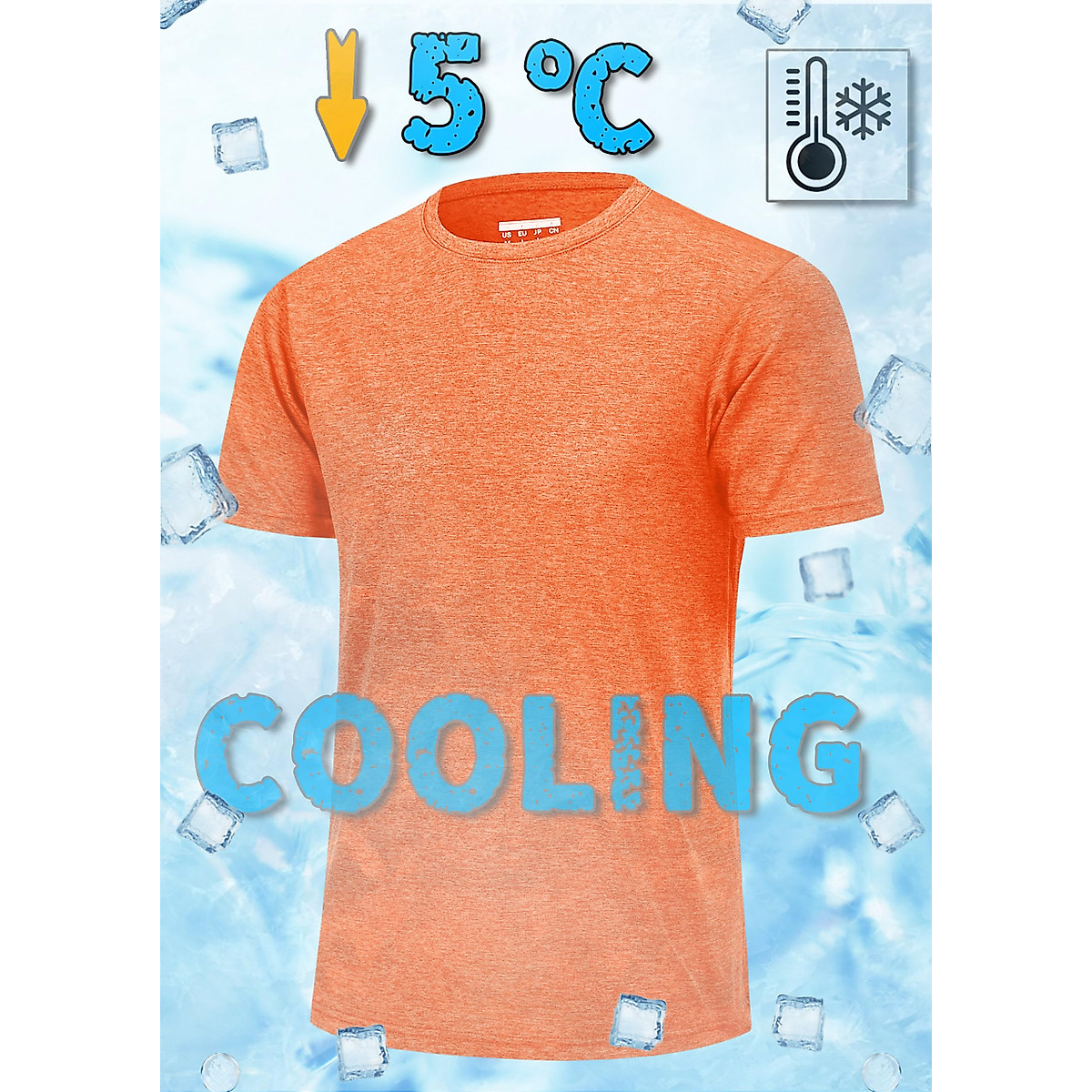 TACVASEN Gym Shirts Men Short Sleeve Workout Running Crew Neck Summer Shirts Athletic Shirts for Men Dry Fit Tshirt Shirts for Men Light Orange