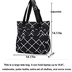 Lavogel Multi Pocket Nylon Shoulder Bag Large Crossbody Bag Travel Purse Bags For Women(Y-Black)