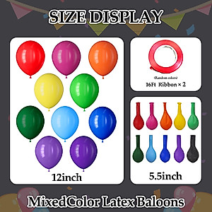 DECOCKRAT Assorted Latex Balloons Kit - 110PCS Party Balloons, 12'' Helium Balloon Set with Ribbon, Perfect for DIY, Birthday, Baby Shower, Wedding, Anniversary & Holiday Decoration