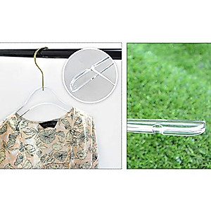 tonchean 20 Pack Quality Acrylic Clear Hangers Acrylic Crystal Clothes Hangers with Swivel Hook Gold Clear Hangers with Non-Slip Notches for Suit Coat Sweater Jacket Blouse Dress