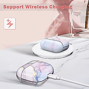 Fintie Case for AirPods 3 (2021), [Sleek Shield] Slim Soft TPU Durable Shockproof Portable Protective Cover Skin with Keychain for AirPods 3rd Generation Charging Case, Glittering Marble