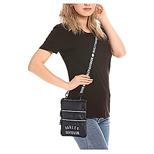 Harley-Davidson Women's Rubber H-D Crossbody Sling Purse - Black/Off White