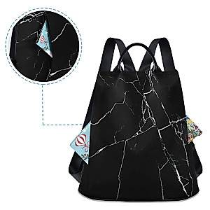 ALAZA Black Marble Design Backpack Purse for Women Anti Theft Fashion Back Pack Shoulder Bag