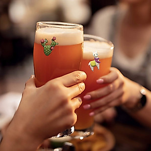 Simply Charmed Wine Glass Charms for Stemless Glasses - Magnetic Llama and Cactus Drink or Beverage Markers Set of 6