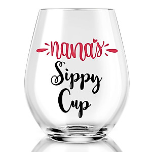 AGMDESIGN Nana's Sippy Cup Wine Glass, Grandma Gifts, Nana Birthday Gift for Nana, Best Nana Ever, Nana Gifts from Grandkids, Great Grandma Gifts, Funny Birthday Gifts for Mom from Daughter, Son