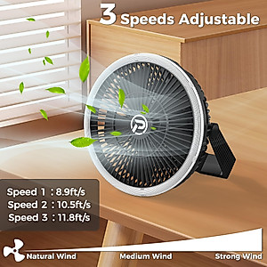 Camping Fan with Light, 10000mAh Rechargeable Battery Powered, Portable Fan for Tent Travel Outdoor RV Hurricane Emergency