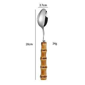 Natural bamboo handle cutlery western steak knife and fork spoon creative cake dessert spoon and fork set (cutlery)