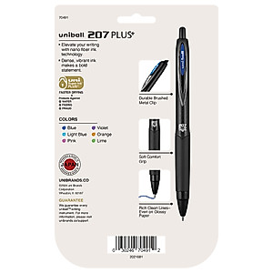 uni-ball 207 Plus+ Retractable Gel Pens 6 Pack in Assorted Colors with 0.7mm Medium Point Pen Tips - Uni-Super Ink+ is Smooth, Vibrant, and Protects Against Water, Fading, and Fraud