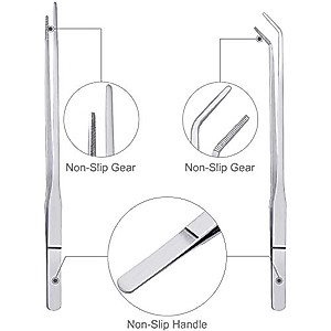 3 Pcs Stainless Steel Feeding Tongs, Reptile Feeding Tweezers Long Handle Feeder Tools for Fish Aquariums, Reptiles Snakes Lizard Gecko Spider and Bird