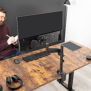 VIVO Heavy Duty Articulating Single Pneumatic Spring Arm Desk Mount Stand, Fits 17 to 32 inch Standard Screens or 43 inch Ultrawides up to 26.4 lbs with Maximum VESA 200x100mm, STAND-V101H
