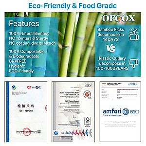 OFCOX Mini Bamboo Forks 4 inch, Cocktail Forks Appetizer Forks, Toothpicks for Appetizer, Disposable Wooden Wood Tiny Small Food Picks for Party Fruit Charcuterie Accessories. 60 PCS