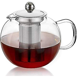 Glass Teapot with Removable Infuser & Blooming and Loose Leaf, Iced Tea Maker & Brewer Teapot with Infuser forLoose Leaf Tea Maker Set (28oz)