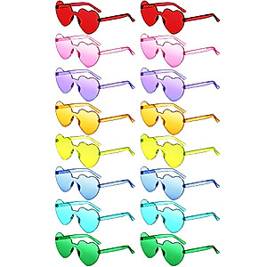 Colzzy 16 Pair Heart Shaped Sunglasses Candy Color Glasses Frameless Sunglasses for Party Women(Fresh Colors)
