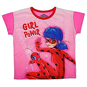 Miraculous Ladybug Girls Pajama Set, 2-Piece T-Shirt and Shorts Set, Red, Girls' Size 6/6X