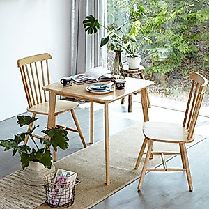 Livinia Canberra 27.6" Square Wooden Dining Table/Mid Century Modern Malaysian Oak Kitchen Table (Natural-Oak) Table Only