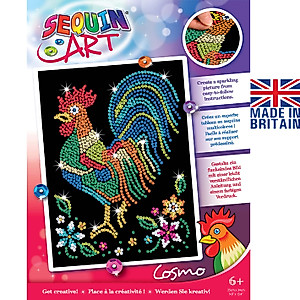 Sequin Art Red Rooster Cockerel, Sparkling Arts and Crafts Kit; Creative Crafts for Adults and Kids