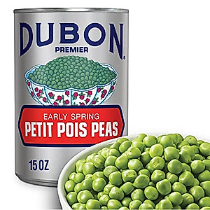 BUSH'S BEST 15 oz Canned Dubon Petit Pois Green Peas, Source of Plant Based Protein and Fiber, Vegetarian, Low Fat & Gluten Free, (Pack of 12)