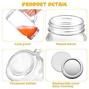 6 Pack 25oz Glass Cups with Lids and Straws Drinking Glasses with Straws Brush and Bamboo Lids Plastic Lids Metal Lids Glass Jar Mugs Glass Tumbler Cups for Cold Coffee Juice and Food Storage